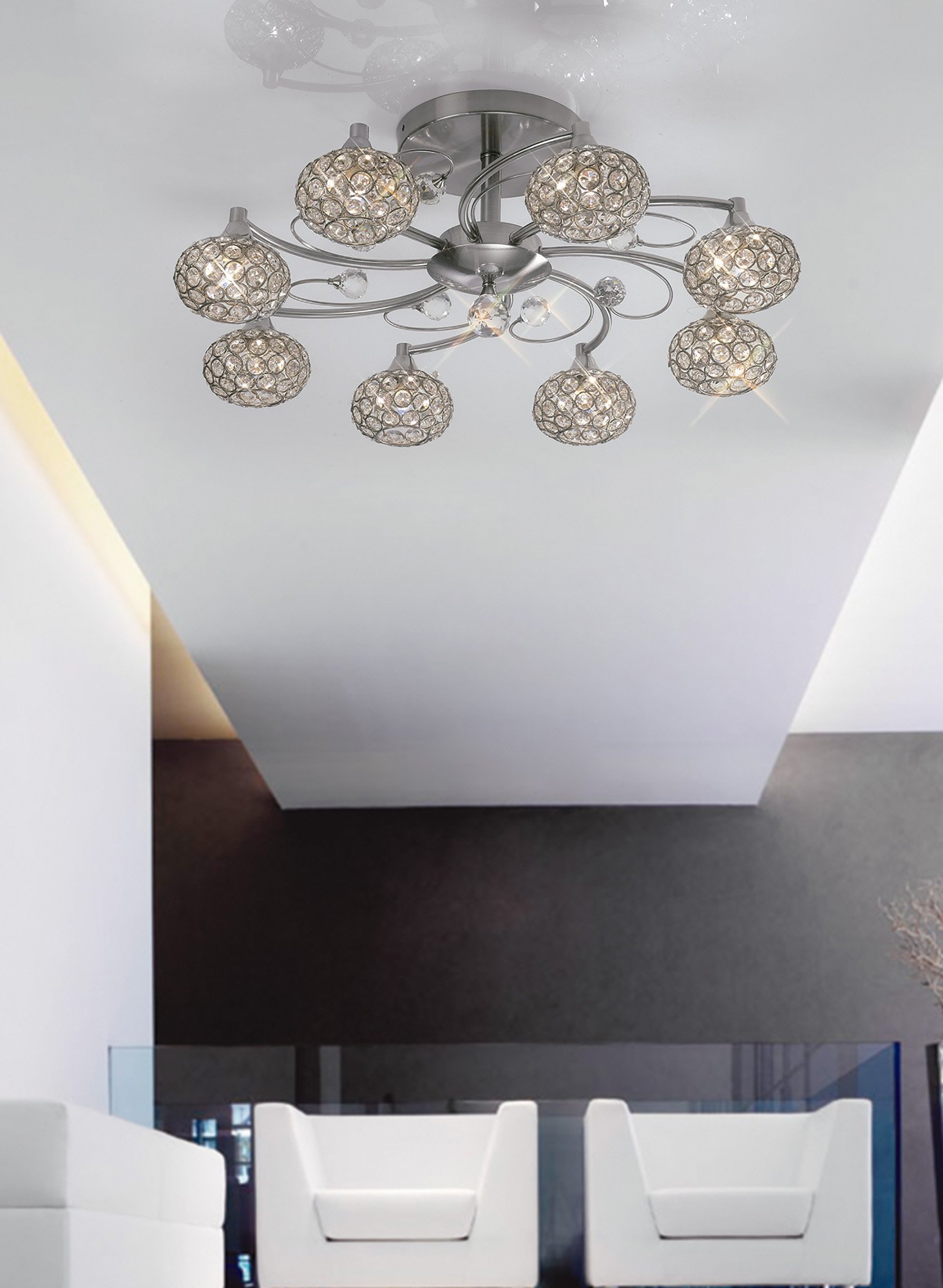 IL30945 Cara Antique Brass Diyas Cara Crystal Ceiling 5 Light Antique ...