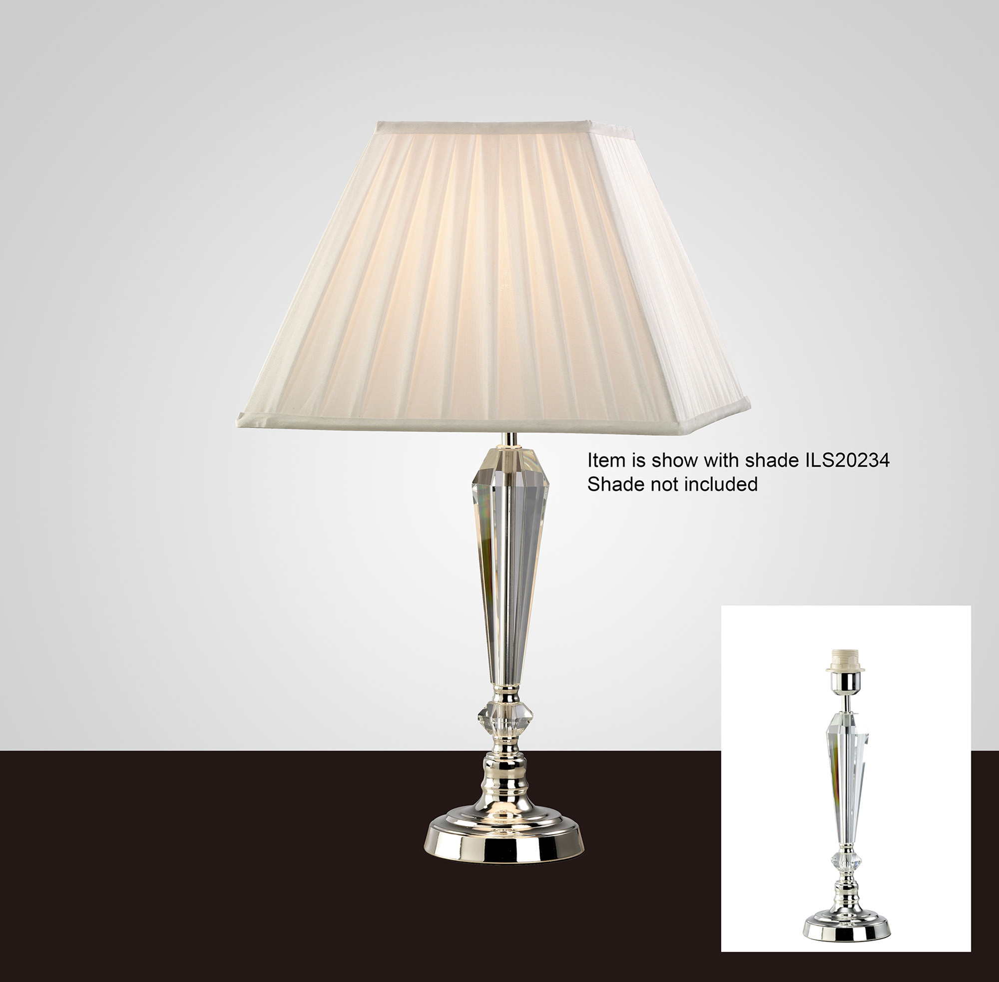IL11025 Freya Diyas Freya Crystal 43cm 1 Light Table Lamp Without Shade ...