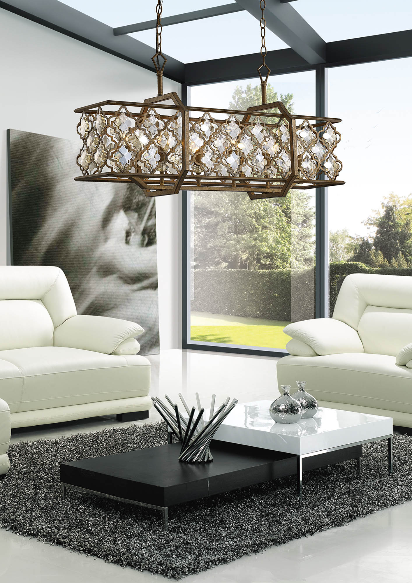 IL31696 Indie Diyas Indie Crystal Pendant 6 Light - Inspired Lighting Ltd.