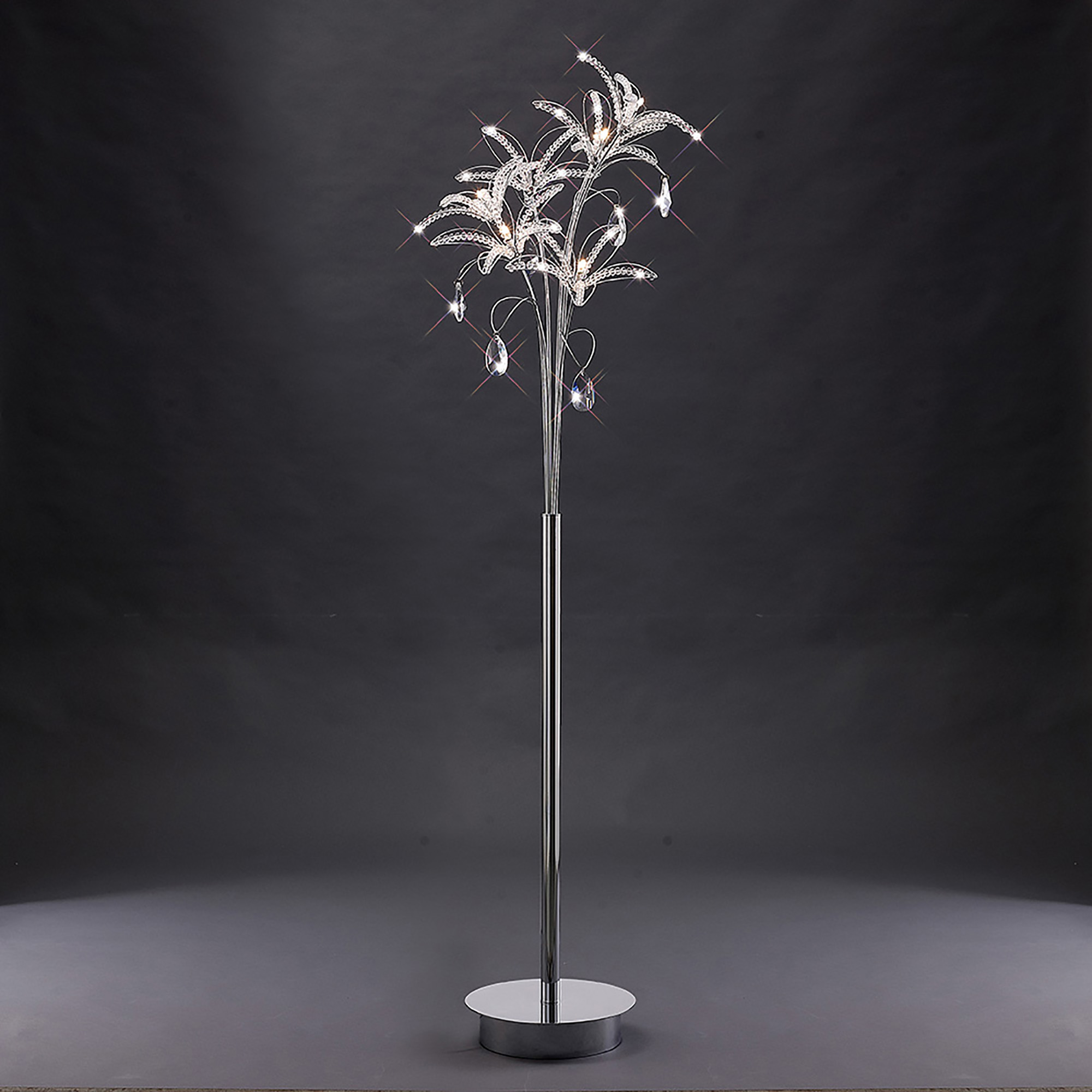 IL30883 Kenzo Diyas Kenzo Crystal 160cm Floor Lamp 6 Light Polished ...