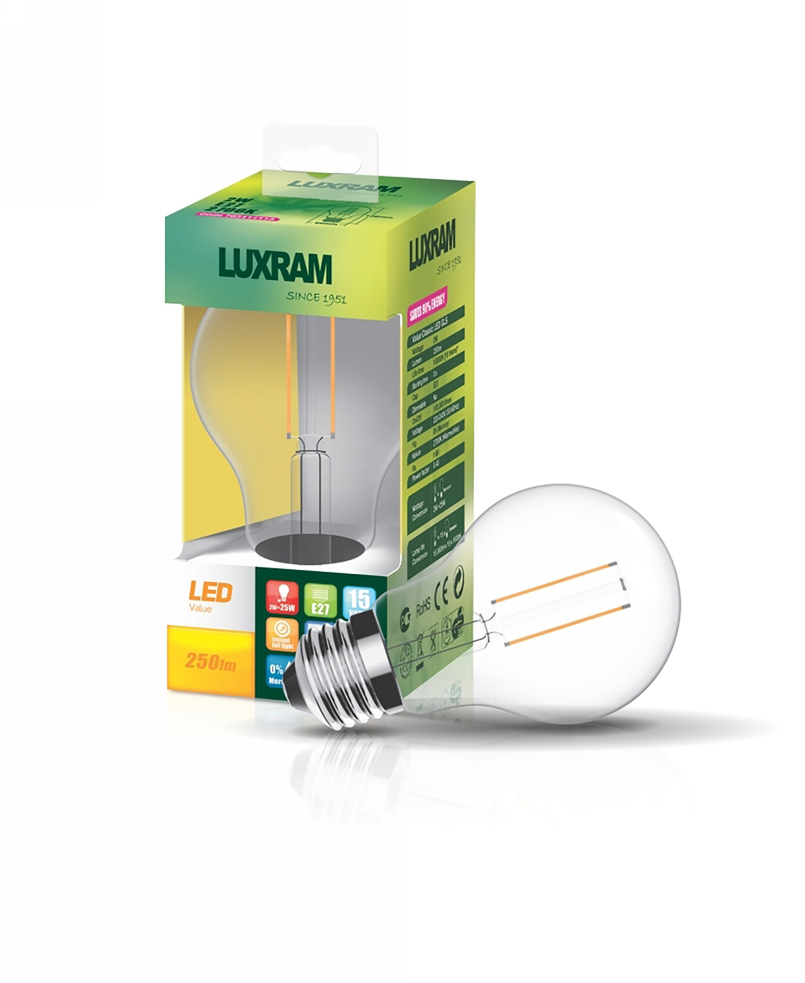 763131273 Value Classic Luxram Value Classic LED GLS E27 Dimmable 12W ...