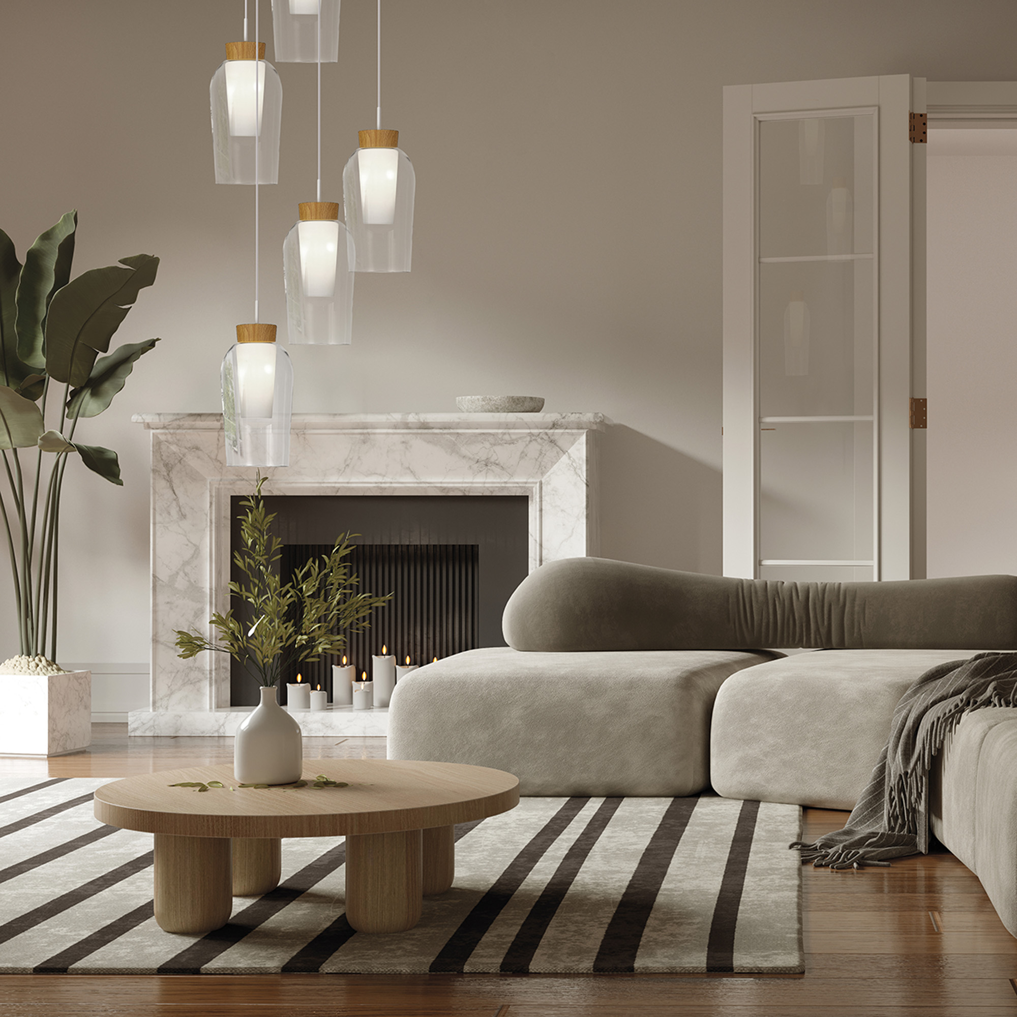 M8277 Nora White Mantra Nora Linear Pendant 3 Light Adjustable E27 ...