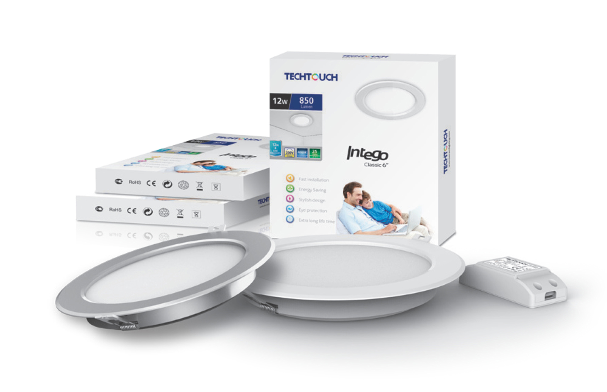 204132 Intego Classic Techtouch Intego Round Classic 6 Inch 12W 4000K ...