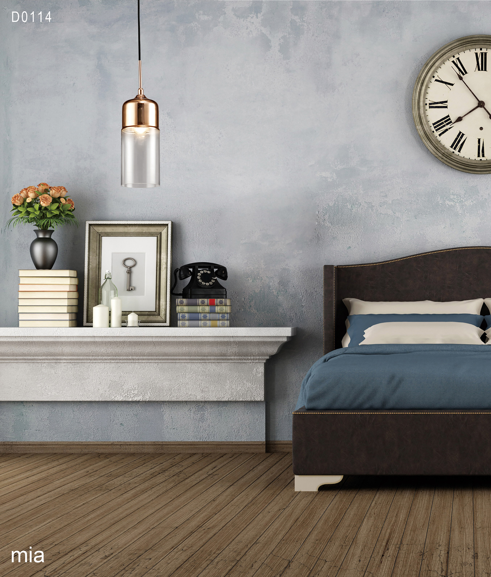 D0114 Mia Deco Mia Glass Pendant 1 Light Copper - Inspired Lighting Ltd.