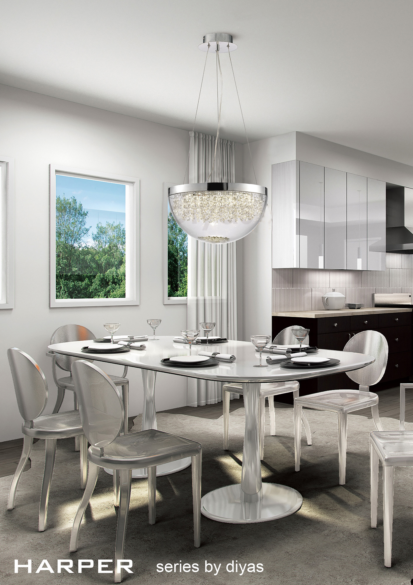 IL80012 Harper Diyas Harper Crystal 21W LED Pendant Light - Inspired ...