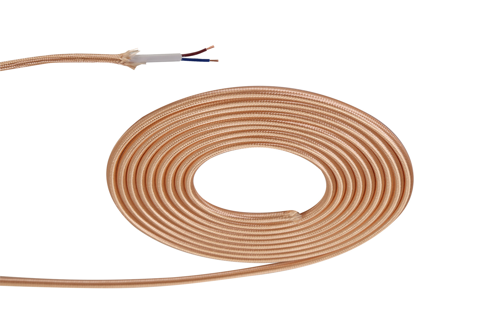 D0825 Cavo Deco Cavo 1m Gold Braided 3 Core 0.75mm Cable - Inspired ...