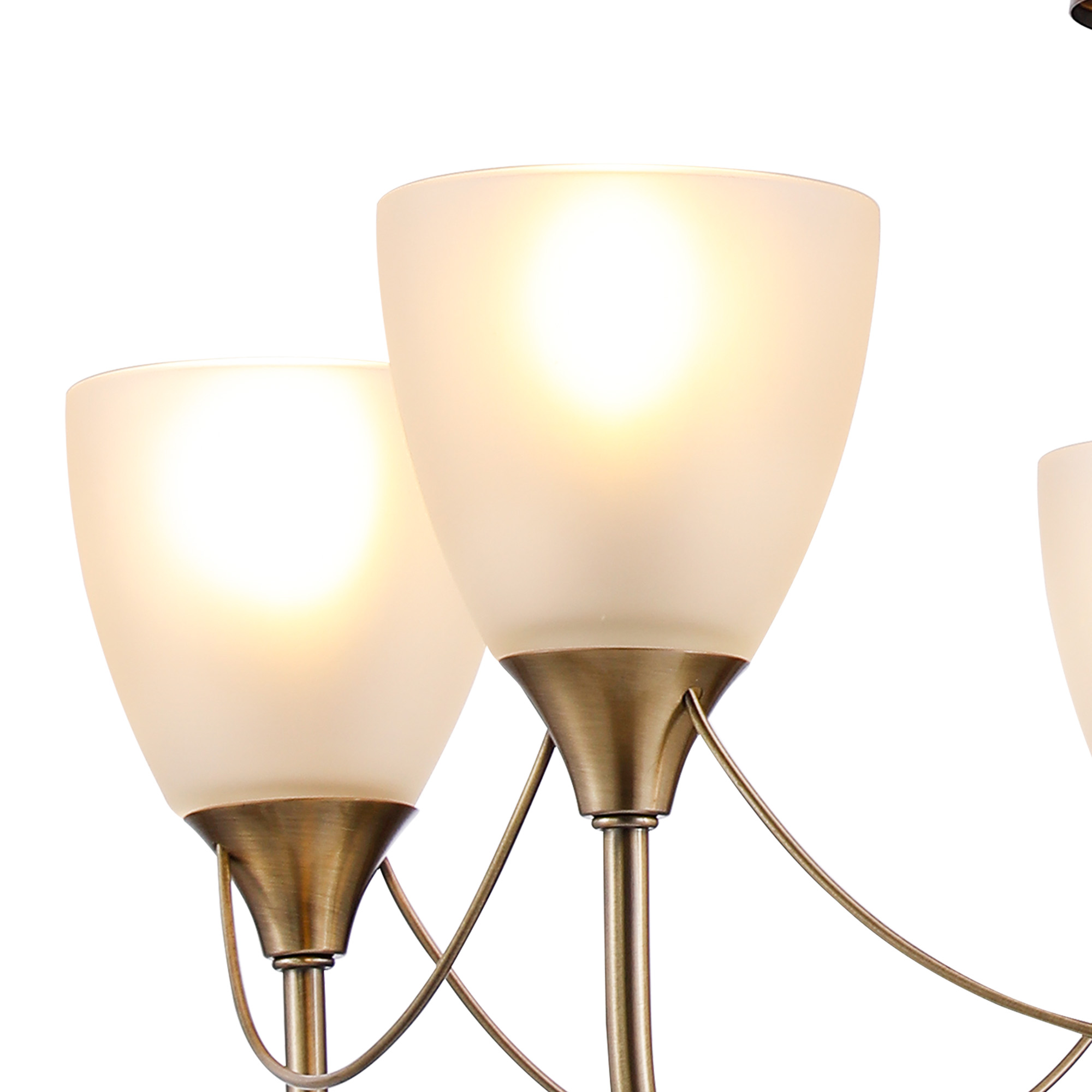 D0746 Cooper Deco Cooper Pendant/Semi Flush 5 Light Antique Brass; Opal ...