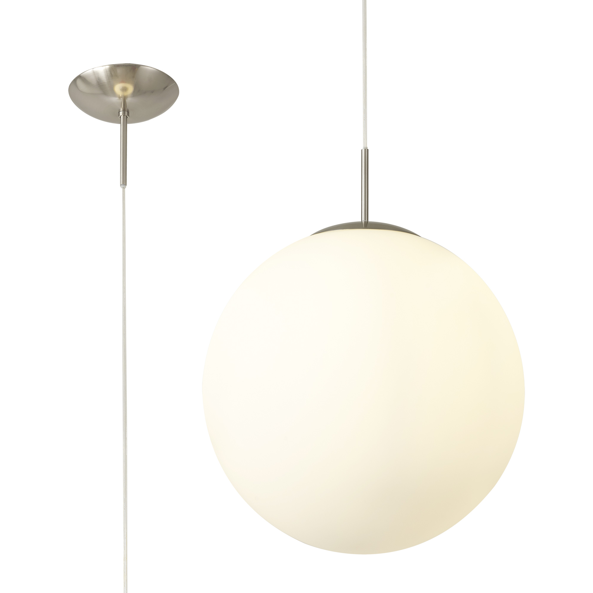 D0652 Miranda Deco Miranda 40cm Glass Pendant 1 Light Satin Nickel ...