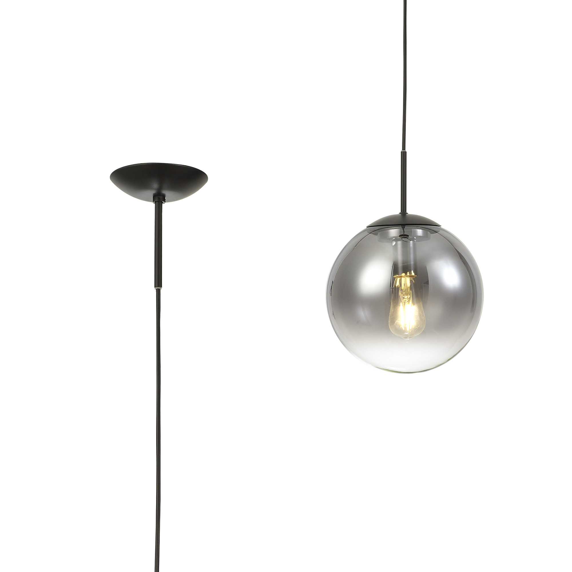 D0706 Miranda Deco Miranda 25cm Glass Pendant 1 Light Matt Black ...