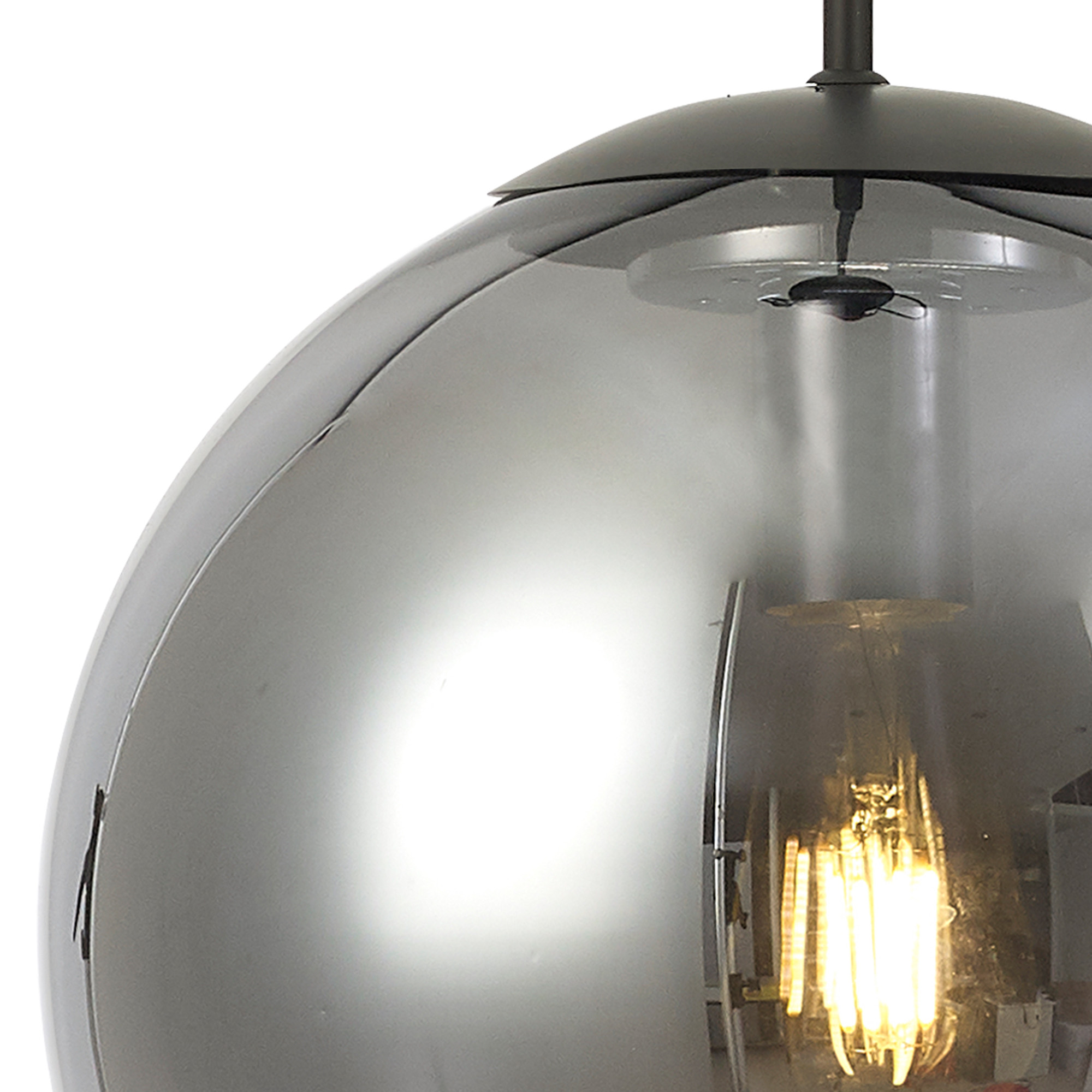 D0708 Miranda Deco Miranda 40cm Glass Pendant 1 Light Matt Black ...
