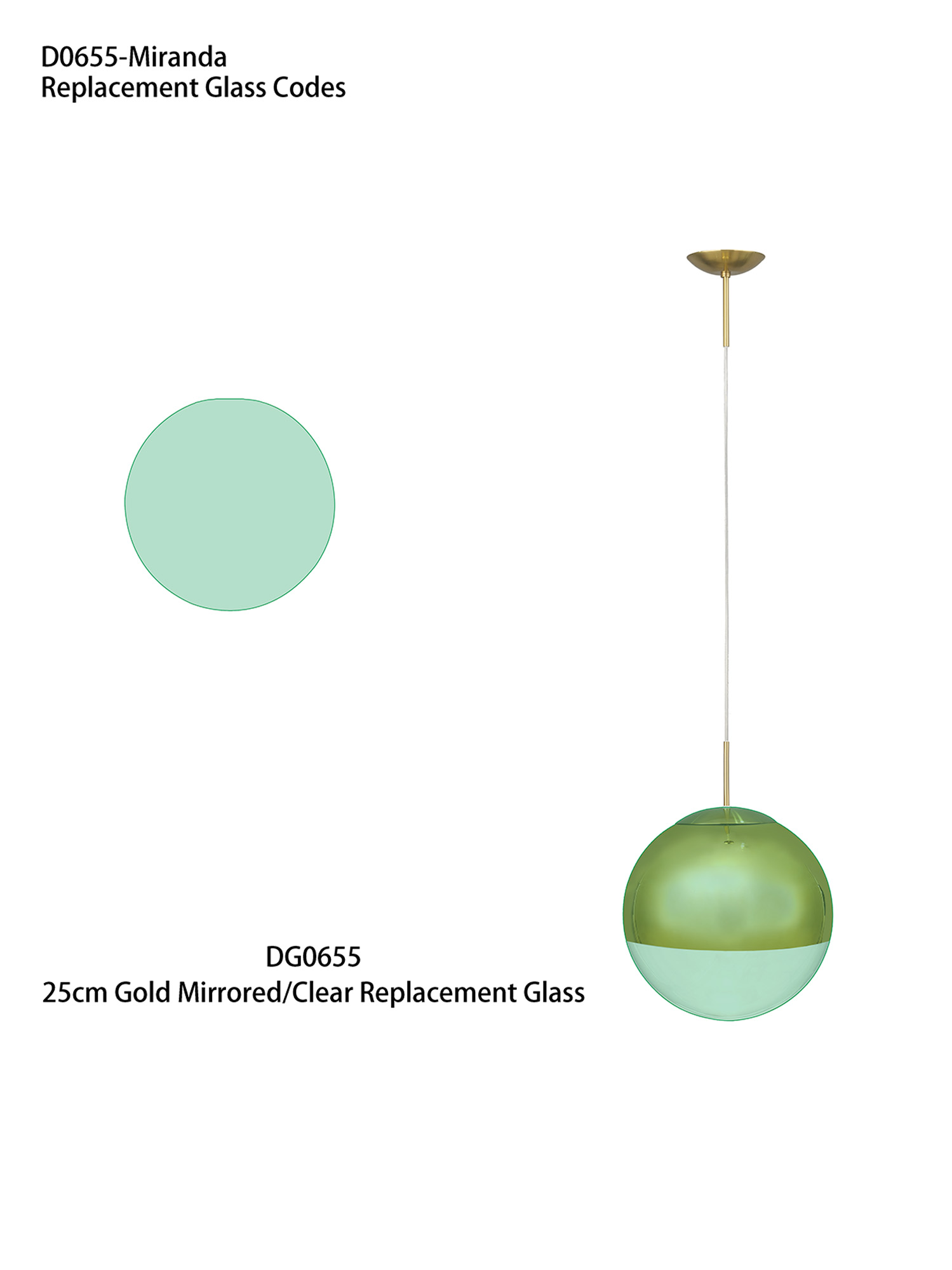D0126 Miranda Deco Miranda 25cm Glass Pendant 1 Light Copper - Inspired ...
