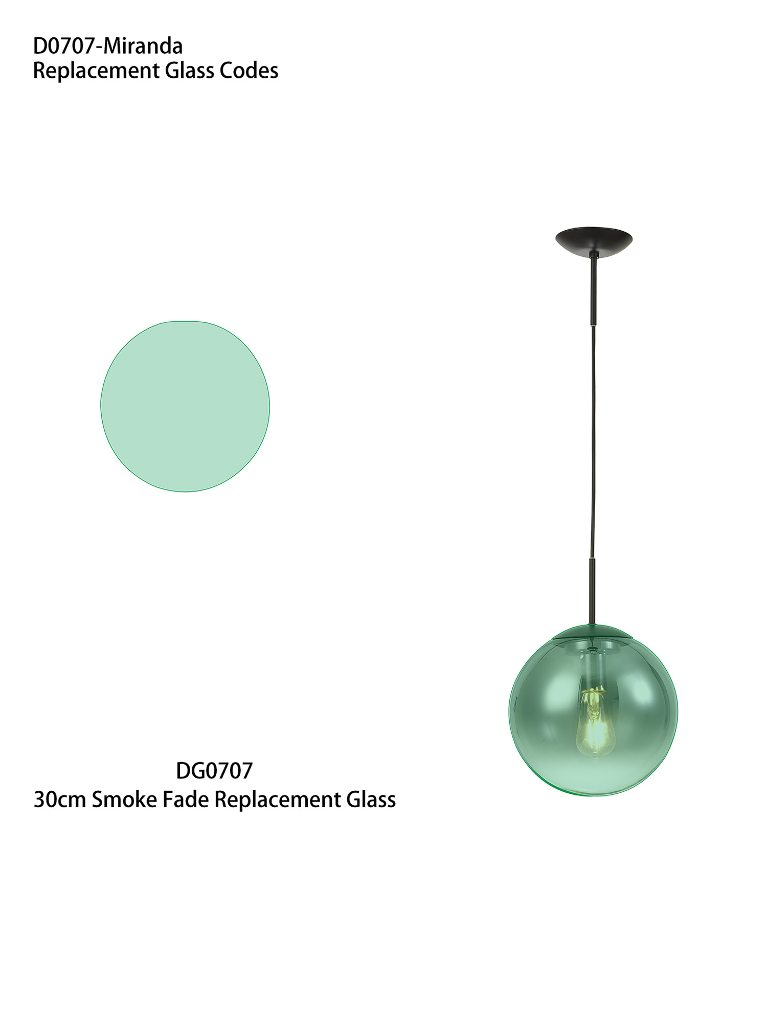 D0126 Miranda Deco Miranda 25cm Glass Pendant 1 Light Copper - Inspired ...