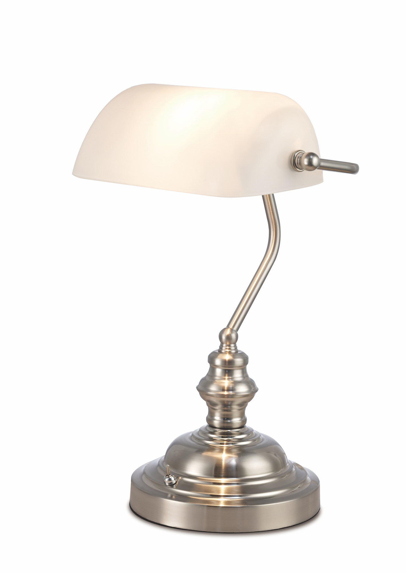 D0086 Morgan Deco Morgan Glass 42cm 1 Light Table Lamp Satin Nickel ...