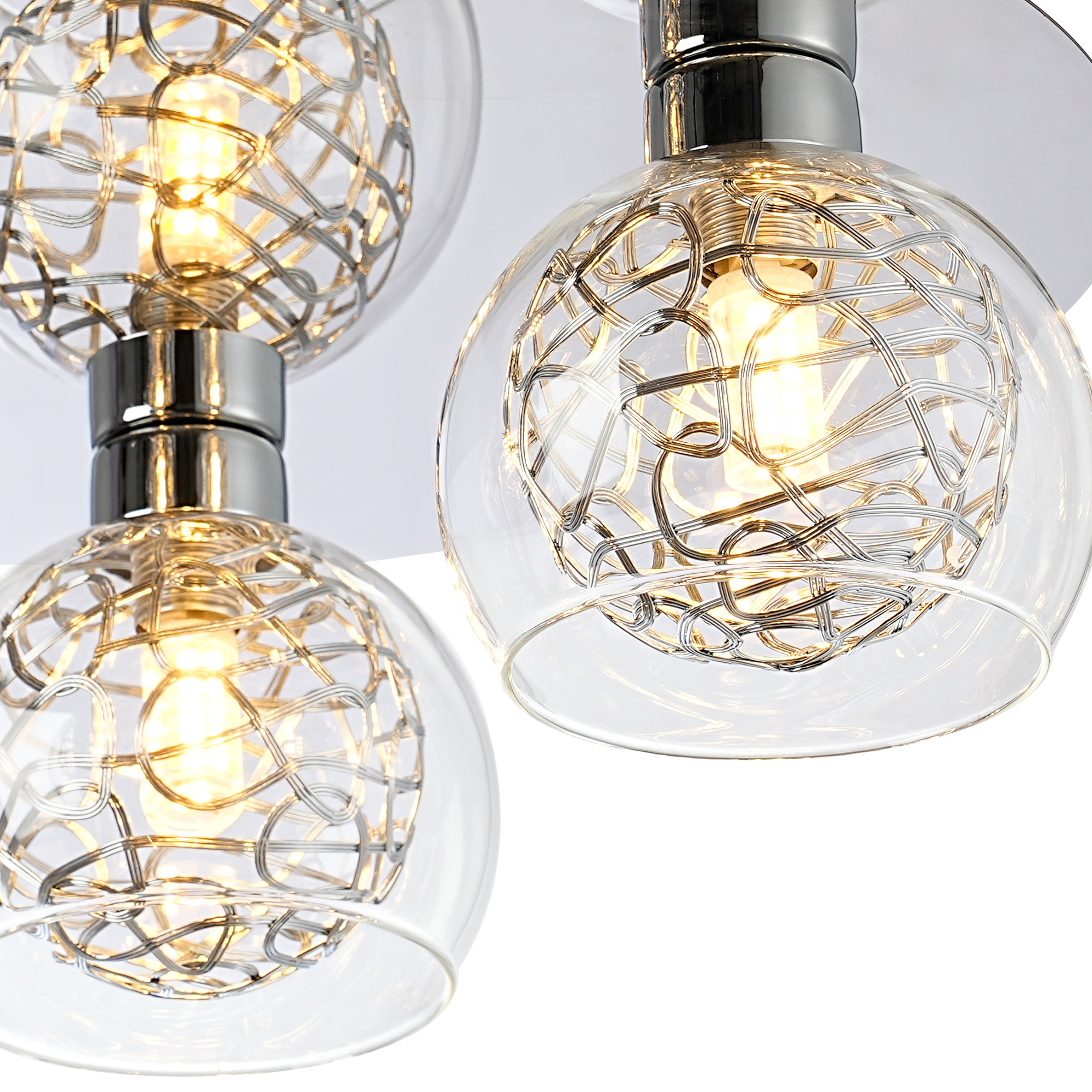 D0763 Talia Deco Talia Glass Flush Ceiling 3 Light Polished Chrome ...