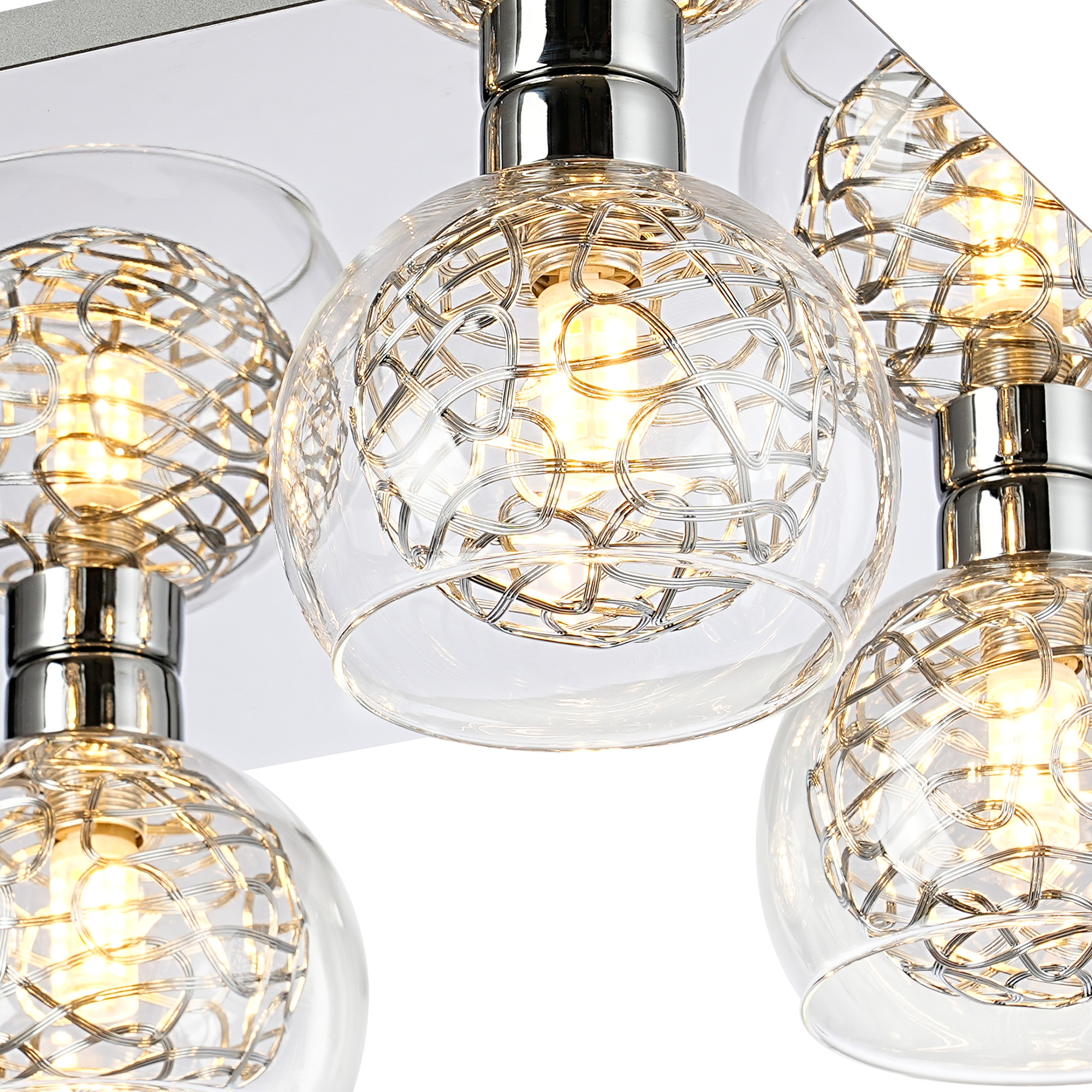 D0764 Talia Deco Talia Glass Flush Ceiling 4 Light Polished Chrome ...