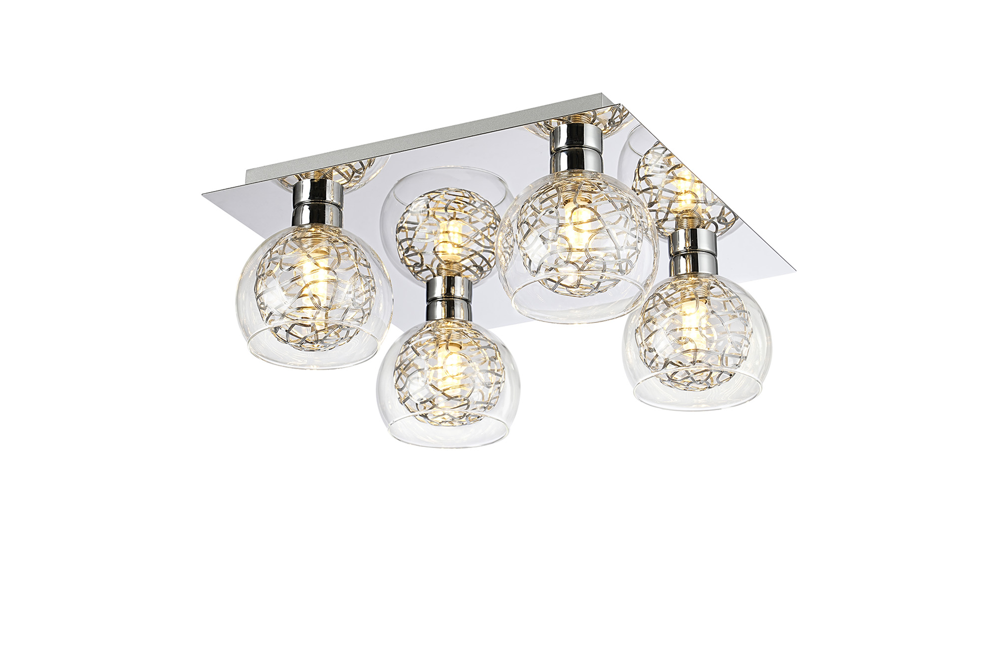 D0764 Talia Deco Talia Glass Flush Ceiling 4 Light Polished Chrome ...