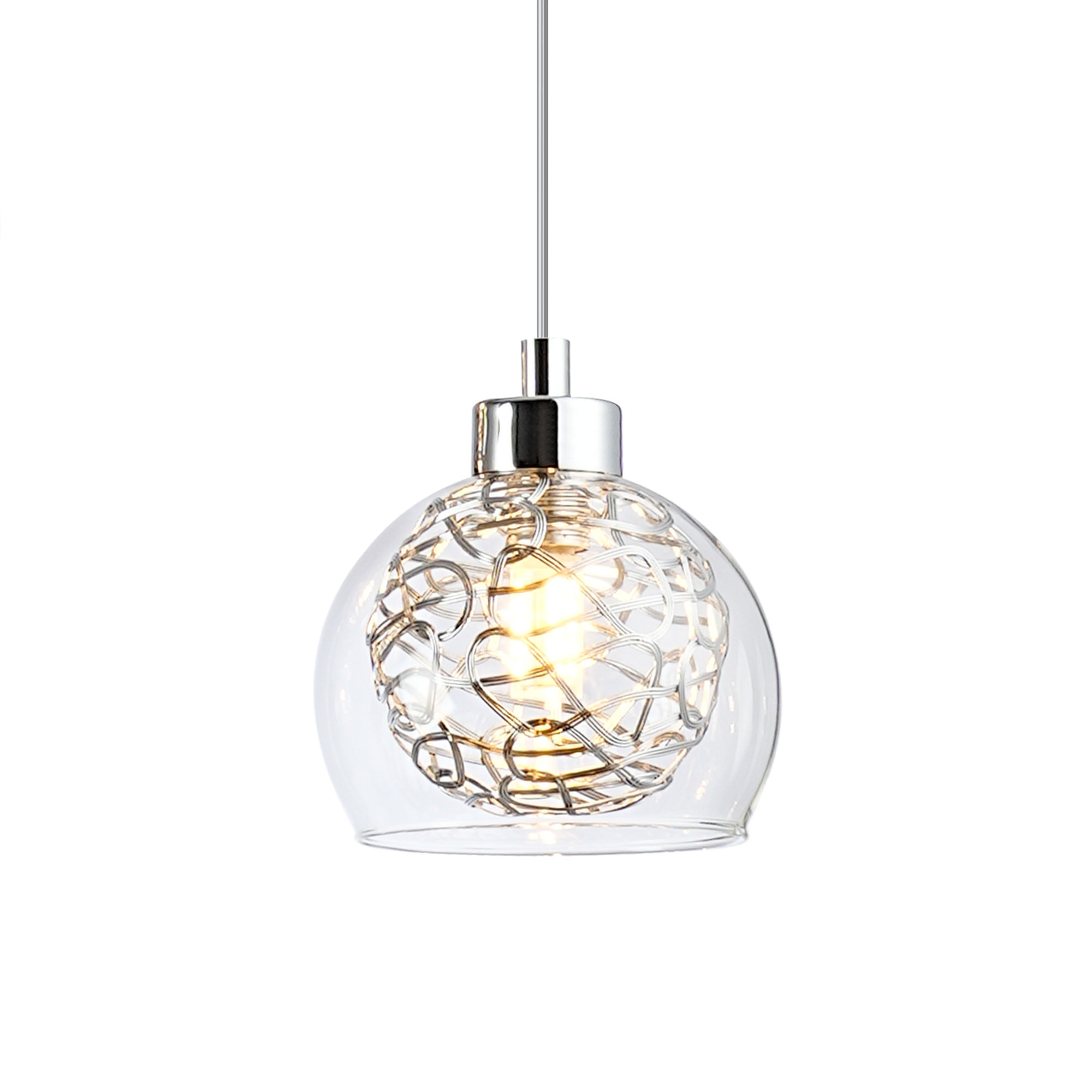 D0770 Talia Deco Talia Glass Linear Pendant 5 Light Polished Chrome ...