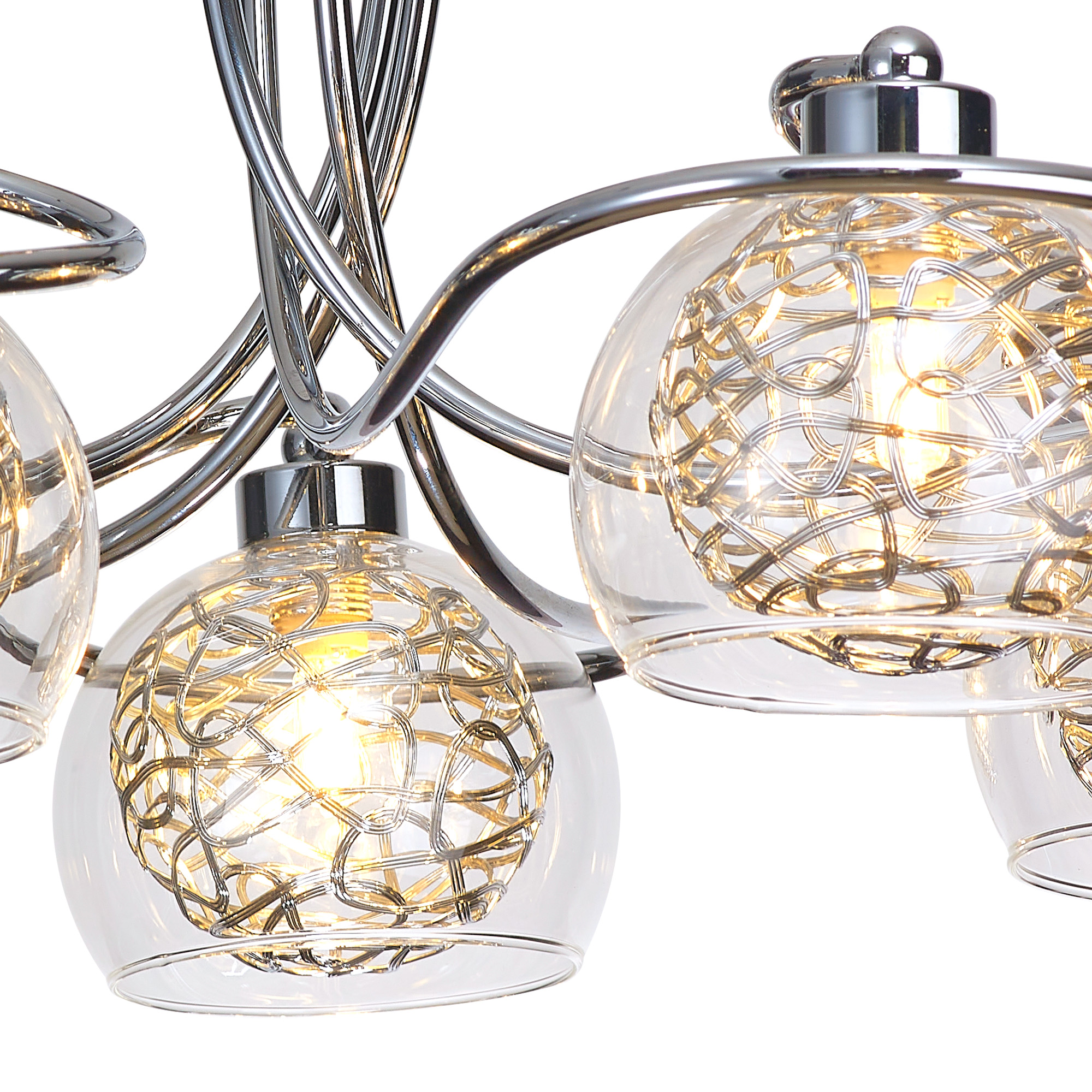 D0836 Talia Deco Talia Glass Semi Ceiling 5 Light Polished Chrome ...