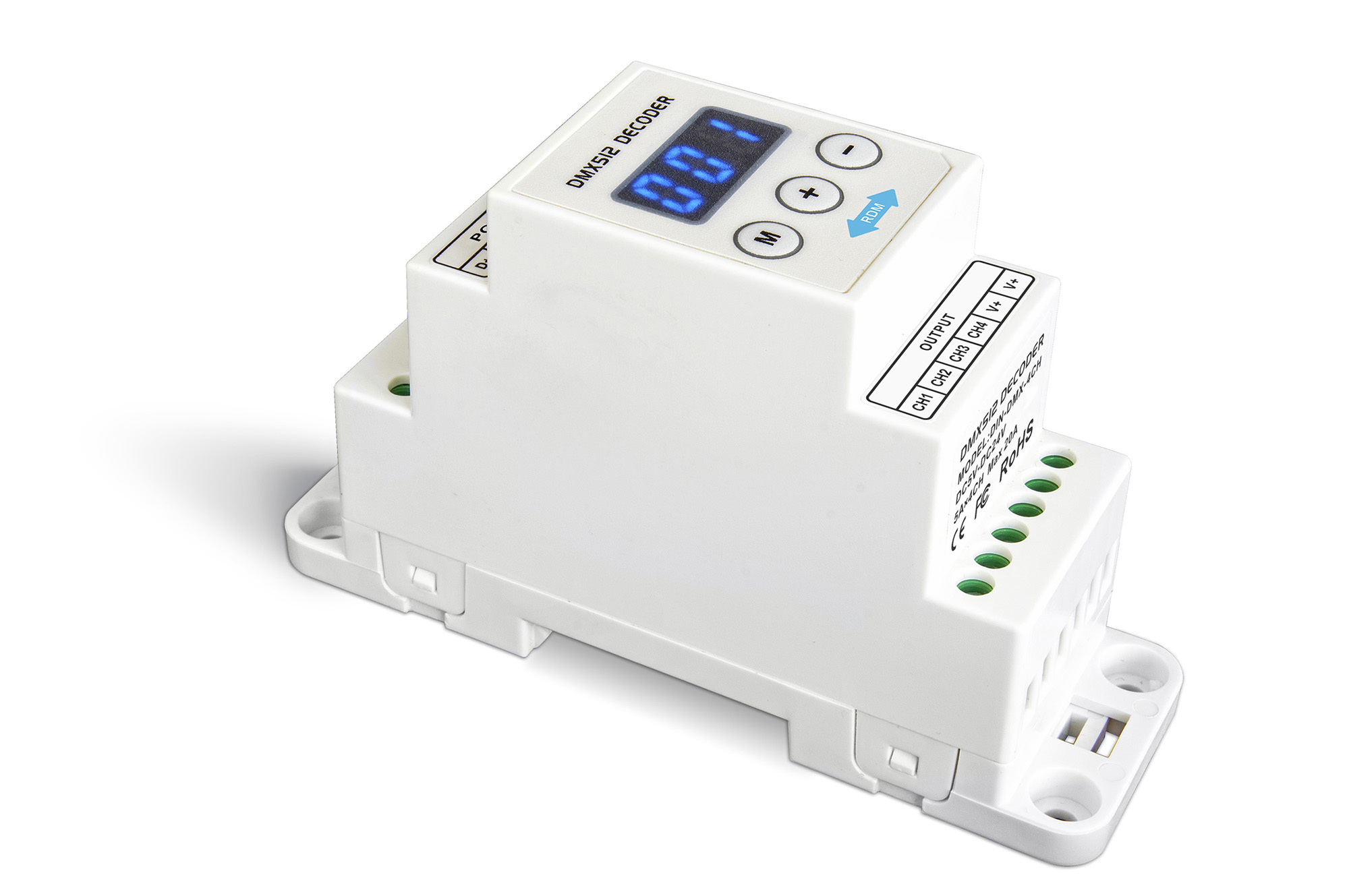 DIN-DMX-4CH DMX Controller LTECH 4 Channel CV DMX Decoder 5/12/24V DC ...