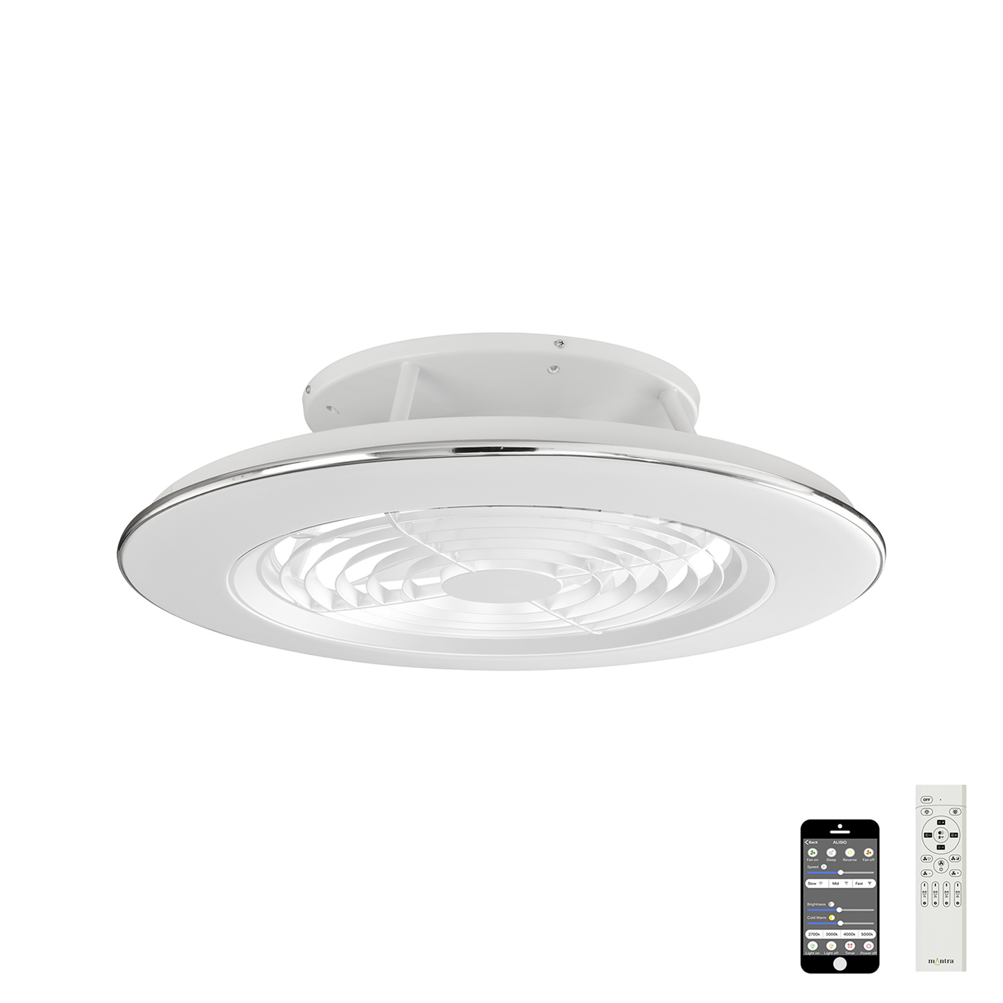 M6705 Alisio Mantra Alisio 70W LED Dimmable Ceiling Light & Fan; Remote ...