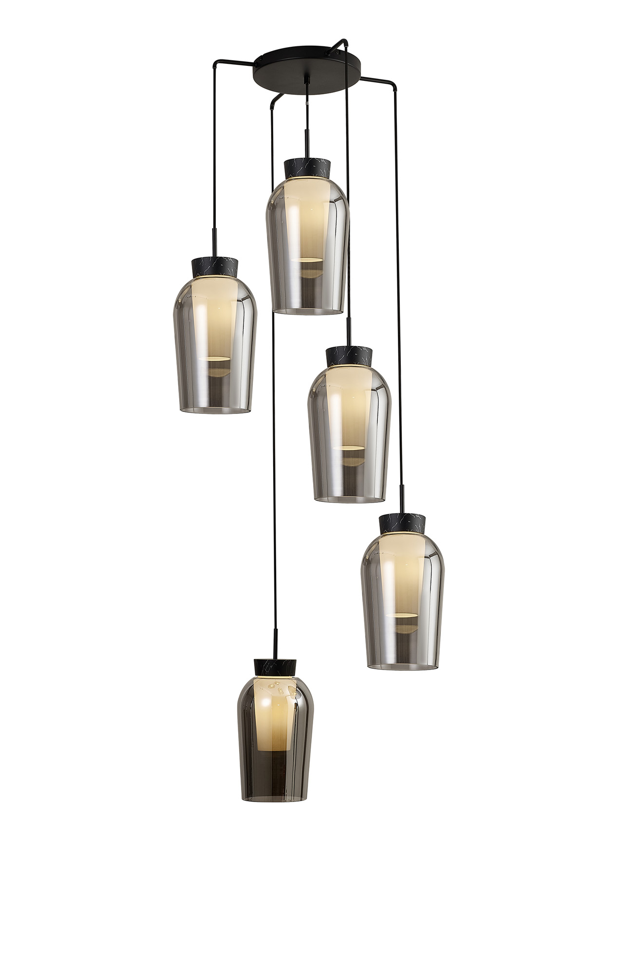 M8283 Nora Black Mantra Nora Round Pendant 5 Light Adjustable E27 Black ...