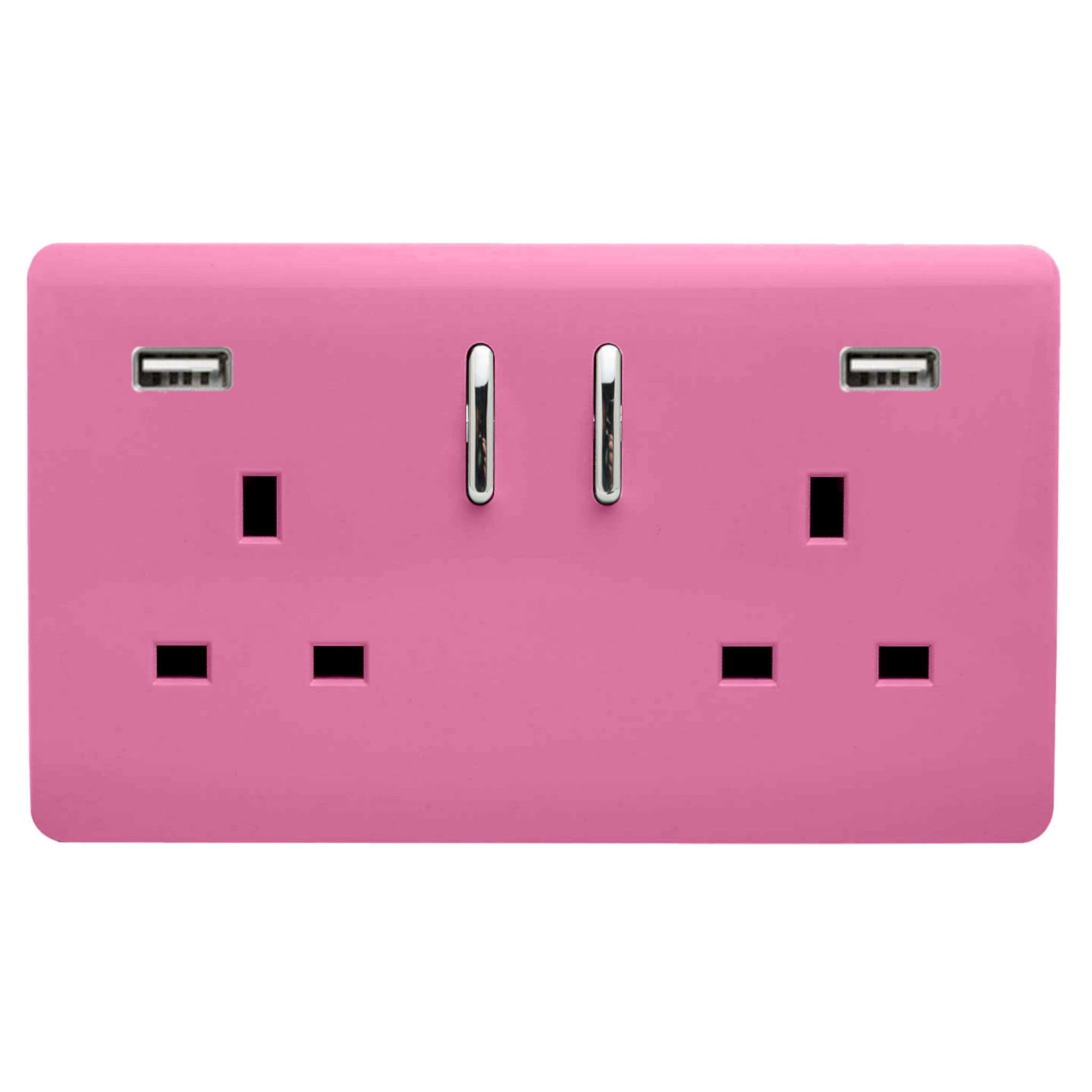 ART-SKT213USB31AAPK Pink Trendi 2 Gang 13Amp Short S/W Double Socket ...