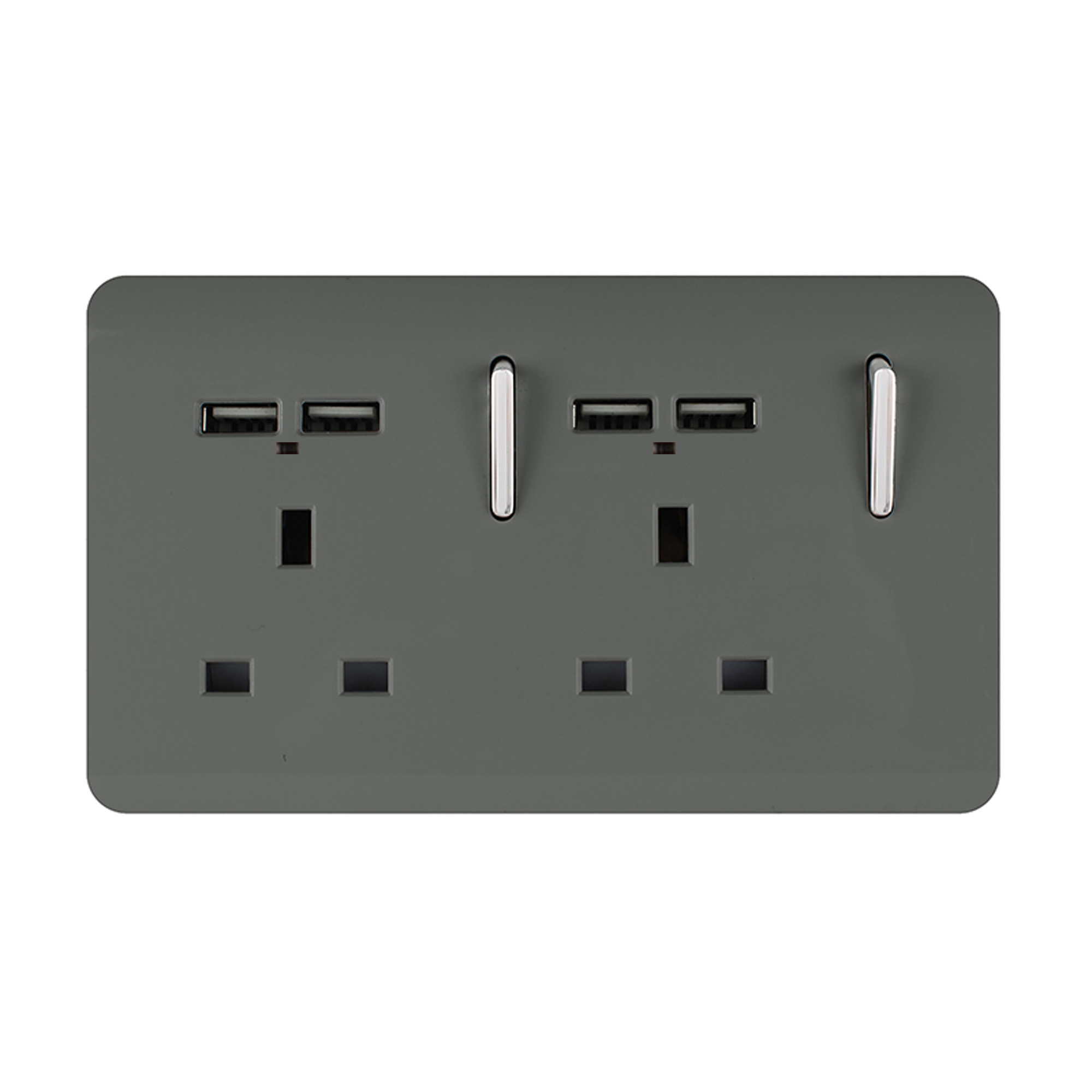ART-SKT213USBCH Charcoal Trendi 2 Gang 13Amp Switched Double Socket ...