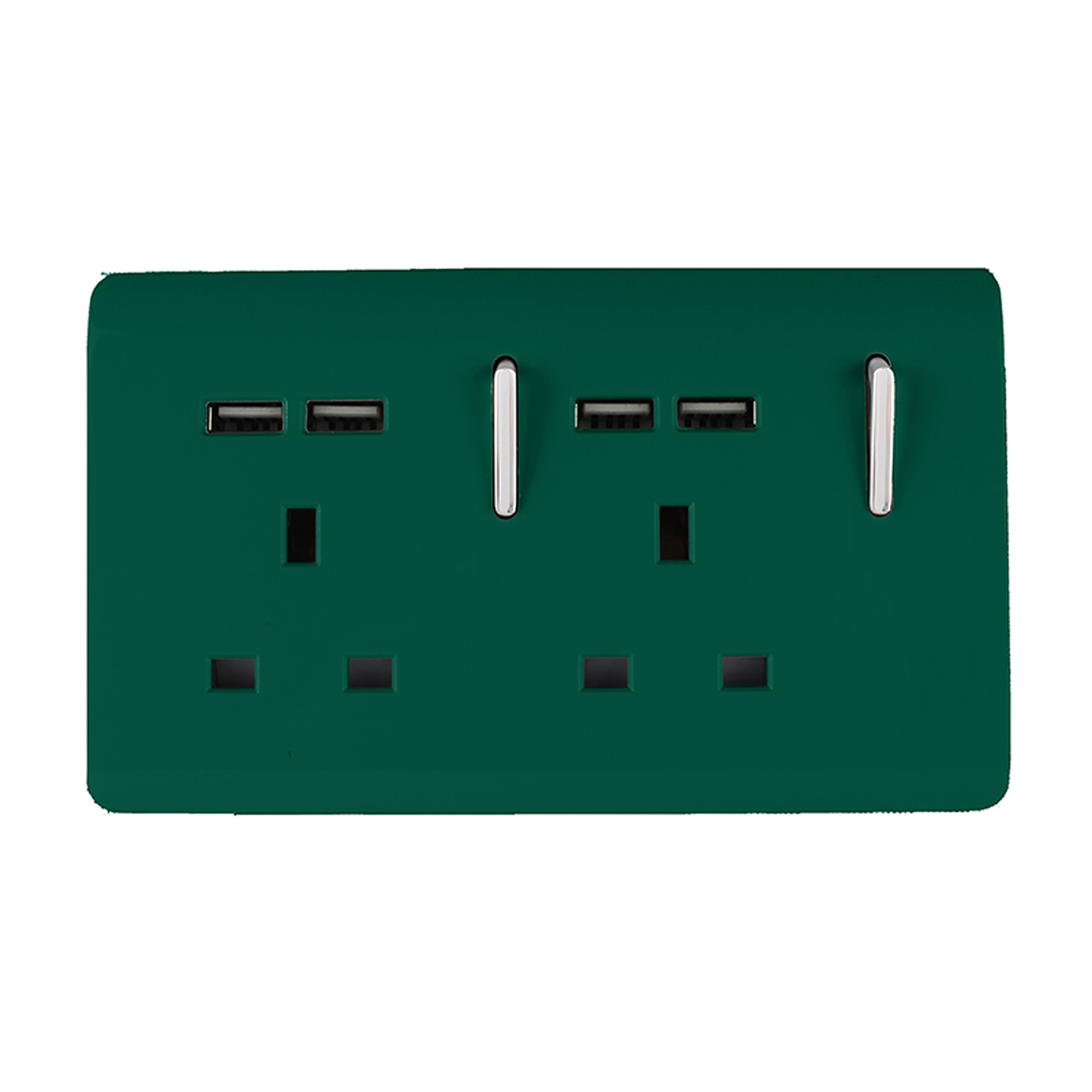 ART-SKT213USBDG Dark Green Trendi 2 Gang 13Amp Switched Double Socket ...