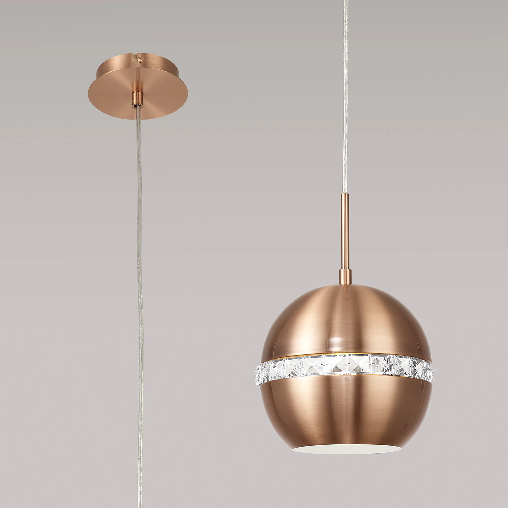 IL31610 Andrea Satin Copper Diyas Andrea Crystal Pendant 1 Light Satin ...