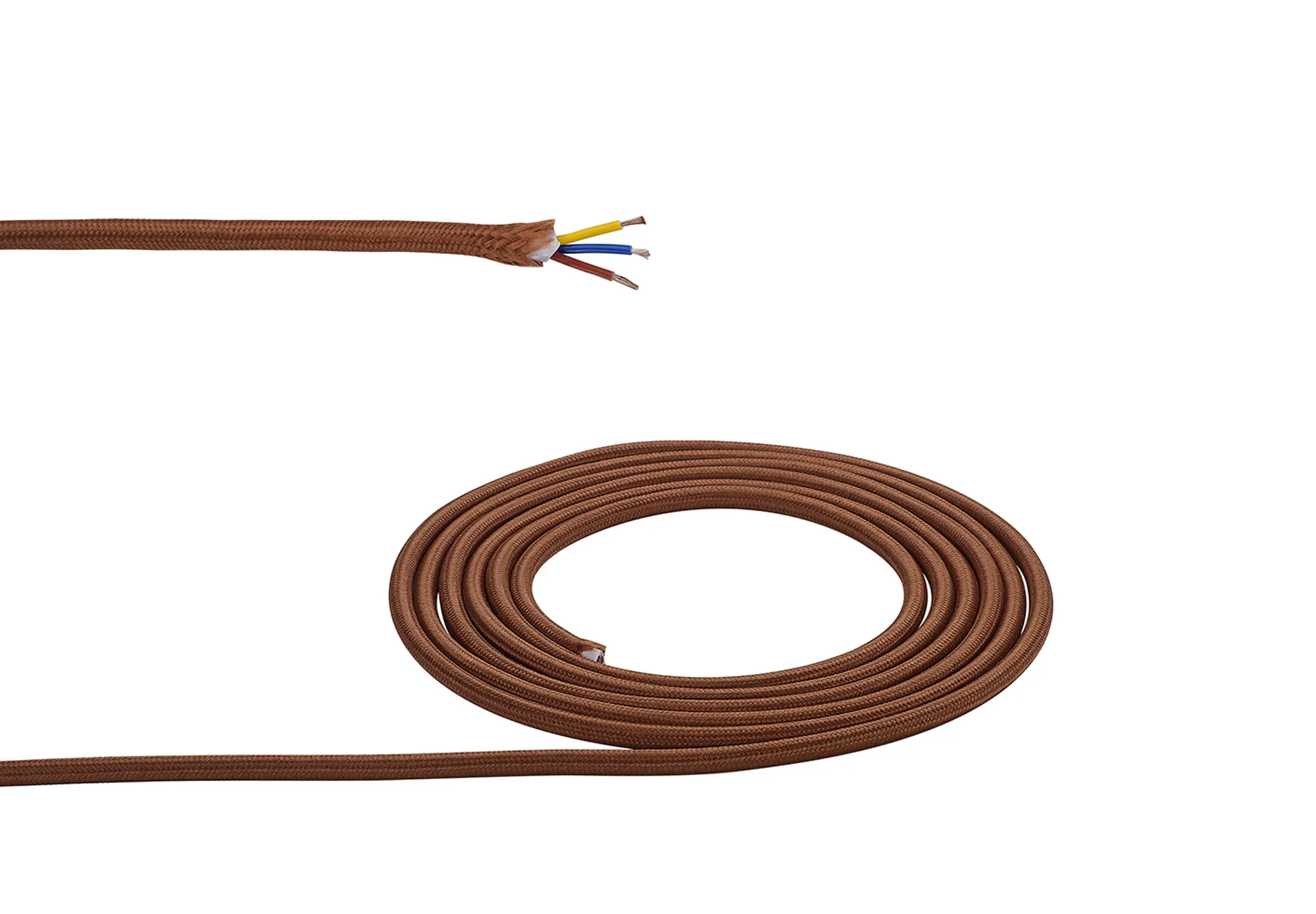 D0824 Cavo Deco Cavo 1m Brown Braided 3 Core 0.75mm Cable - Inspired ...