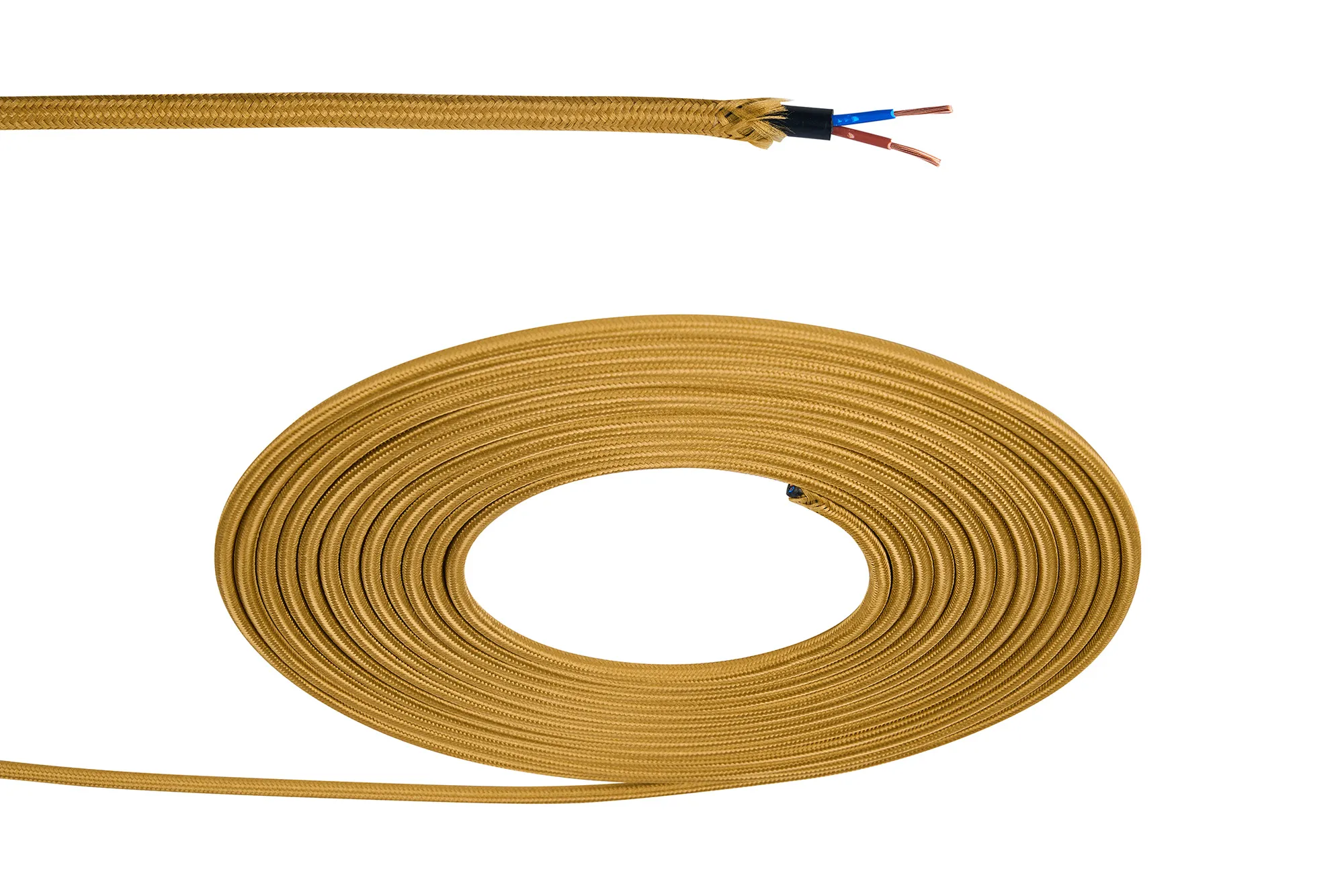 D0902 Cavo Deco Cavo 1m Golden Brown Braided 2 Core 0.75mm Cable ...