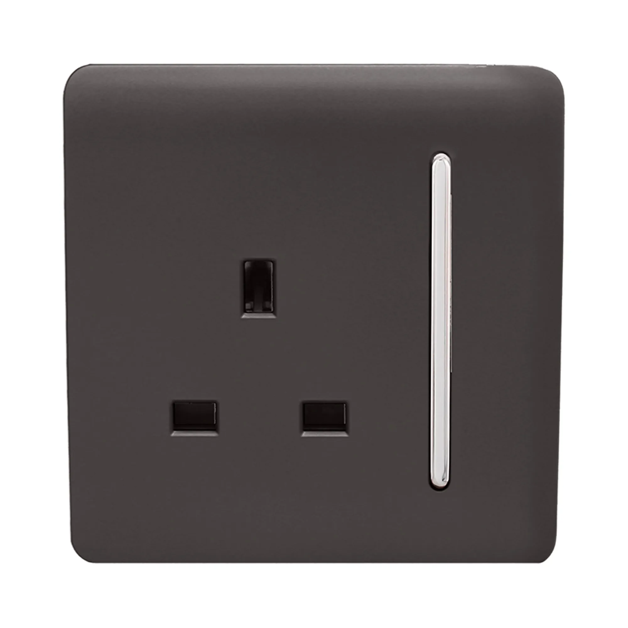 ART-SKT13DB Dark Brown Trendi 1 Gang 13Amp Switched Single Socket Dark ...