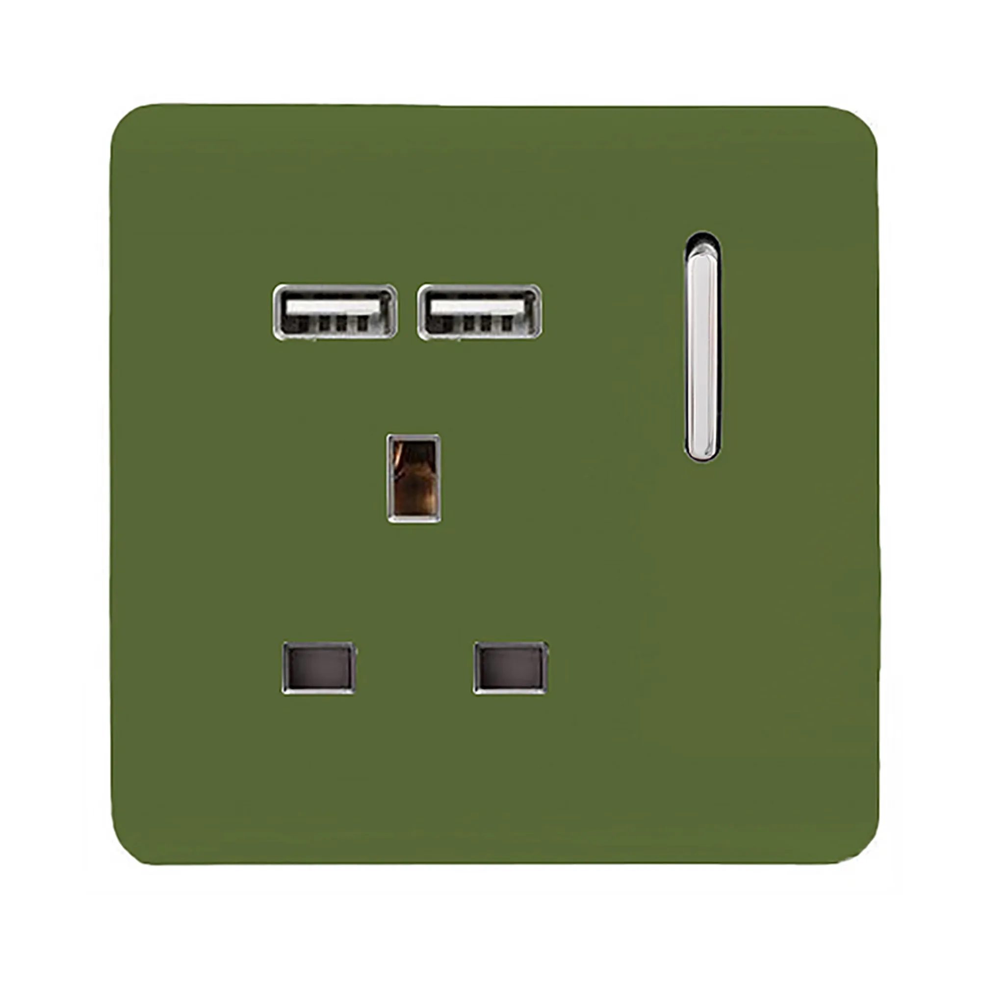 ART-SKT13USBMG Moss Green Trendi 1 Gang 13Amp Switched Single Socket ...