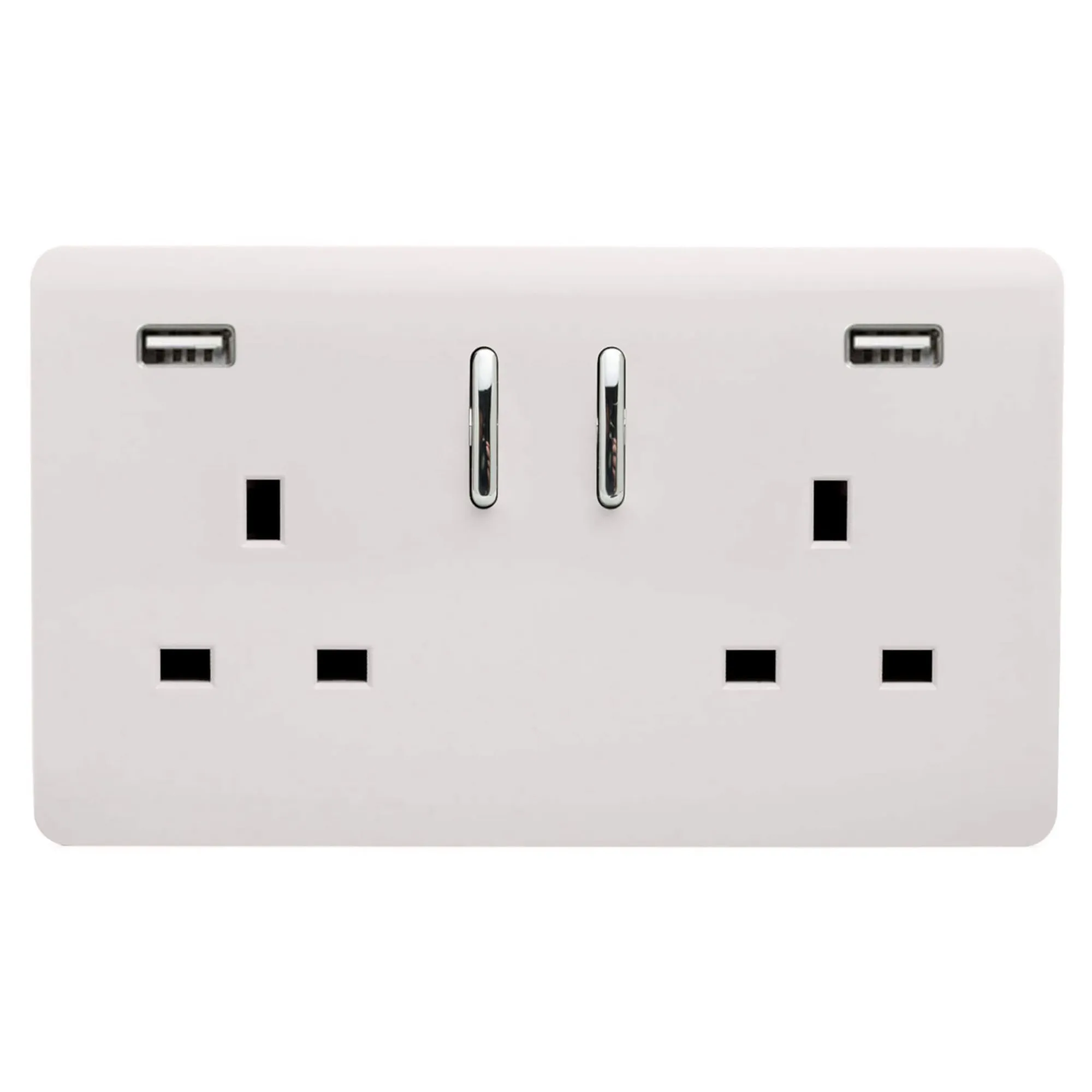 ART-SKT213USB31AAWH Ice White Trendi 2 Gang Switched Double Socket 13A ...